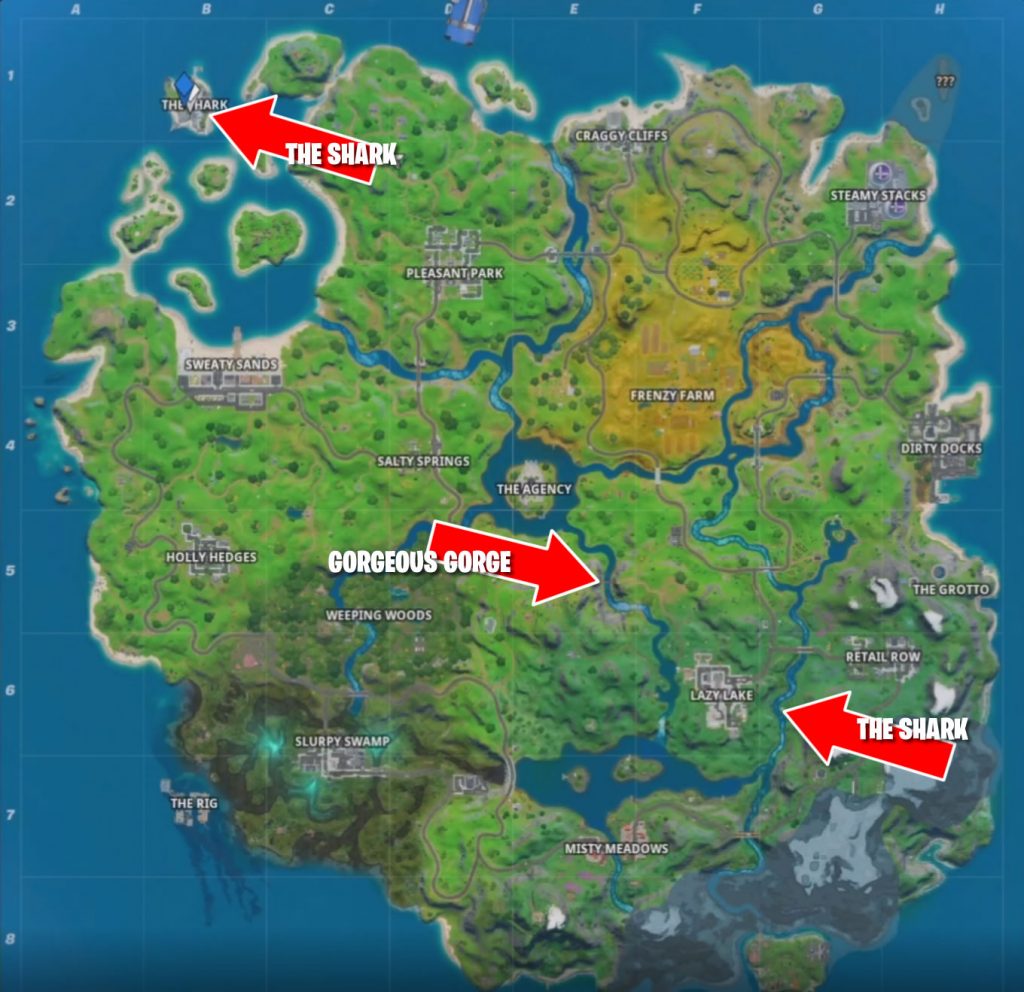Fortnite - Besuche The Shark, Rapid’s Rast und Gorgeous Gorge