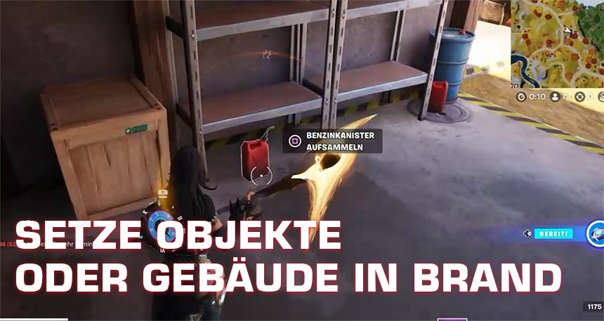Fortnite: Setze Gebäude oder Objekte in Brand – Woche 9